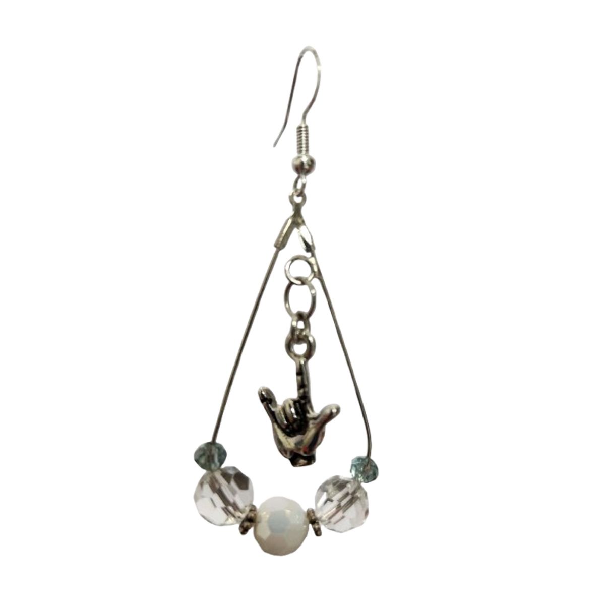 ASL Jewelry "Powder Blue Glass" Teardrop Hoop ILY Earrings | ASL Gifts ...
