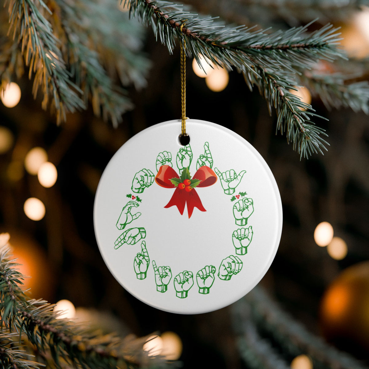 Holiday "ASL Wreath" Ceramic ASL Christmas Ornament | ASL Gifts – ASL ...
