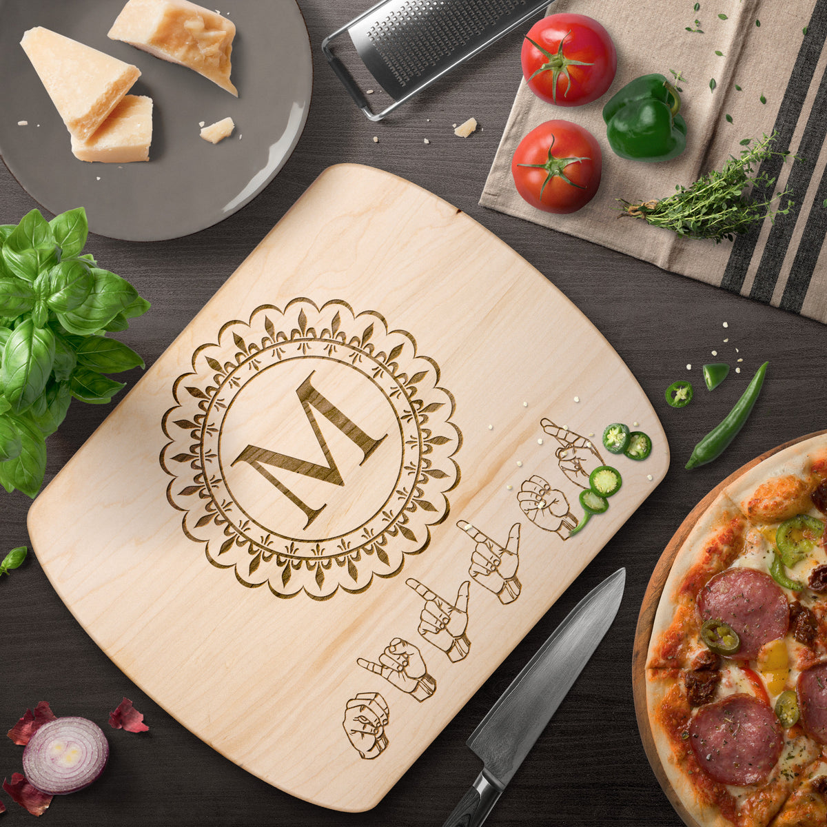 ASL Merchandise "Monogram" Etched Maple Cutting Board | ASL Gift – ASL ...