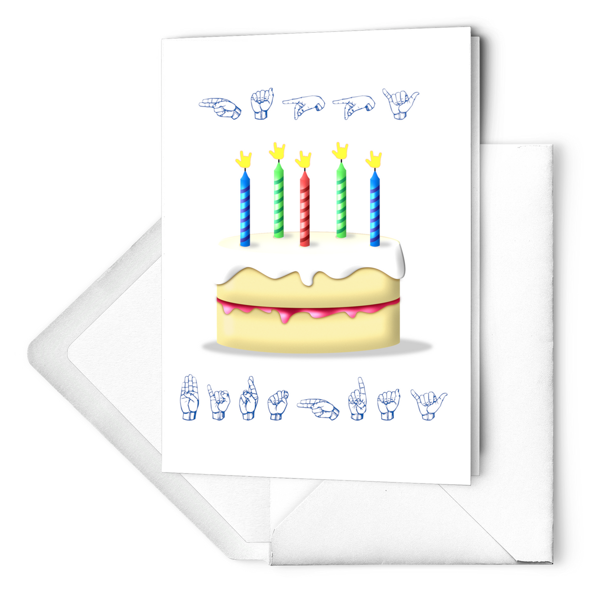 ASL Stationery "ILY Candles" Sign Language Birthday Cards