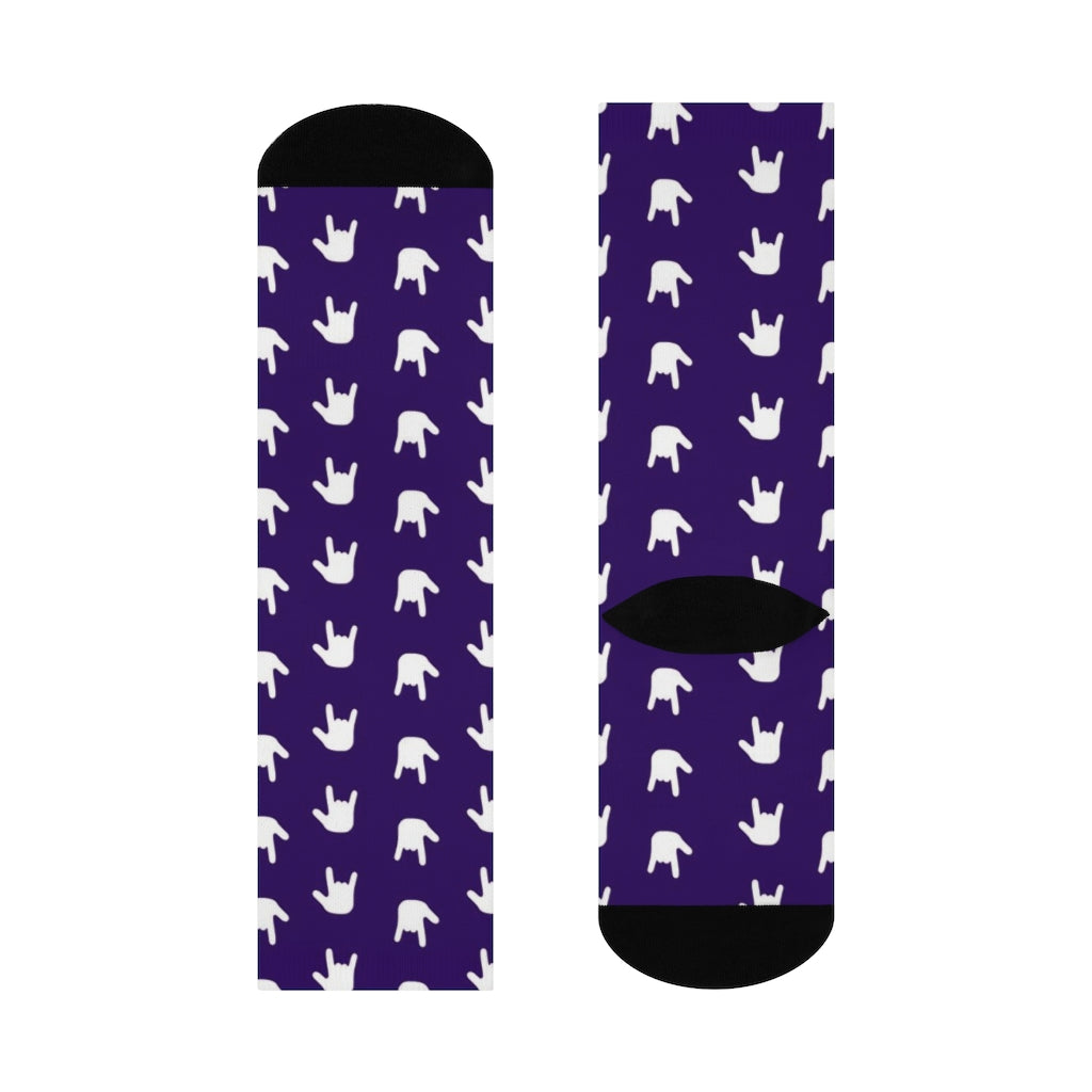 Sign Language Socks "ILY Wave" ASL Crew Socks | ASL Station