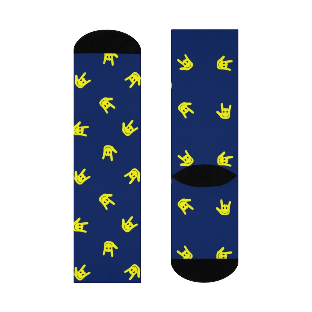 Sign Language Socks "ILY Smiley" ASL Crew Socks | ASL Station