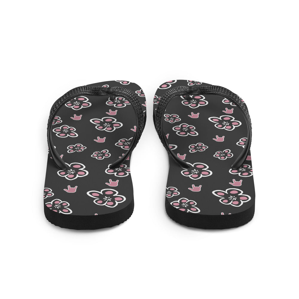 Sign Language Shoes "ILY Floral" ASL Flip-Flops Sandals | ASL Station